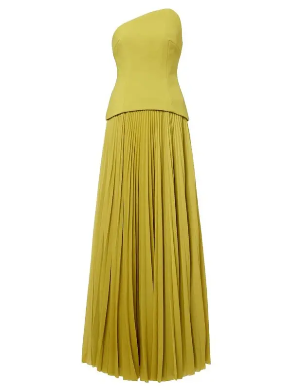 Solace London One-shoulder Pleated Maxi Dress - Green