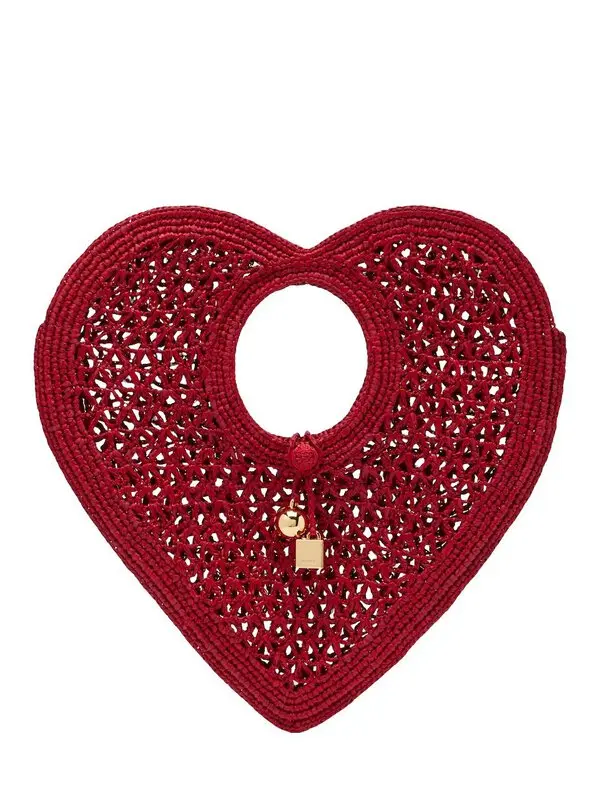 Jacquemus Raffia Heart Bag - Red