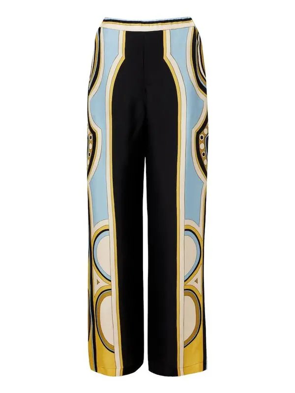 La DoubleJ Club Printed Silk Twill Wide-leg Pants - Multicoloured