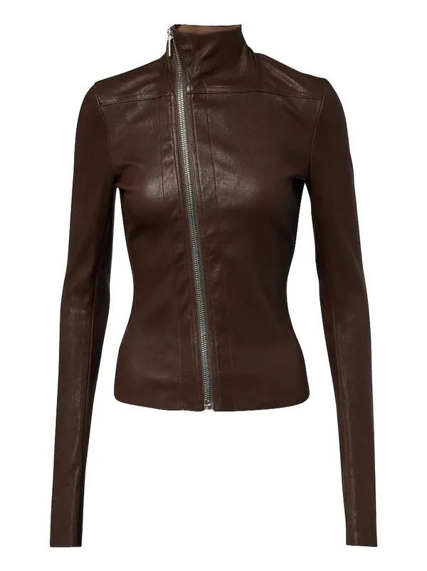 Rick Owens Gary Leather And Cotton-blend Jacket - Brown
