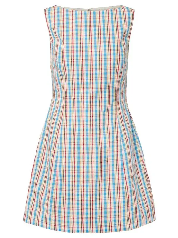 Faithfull The Brand Lydie Checked Cotton And Linen Mini Dress - Multicoloured