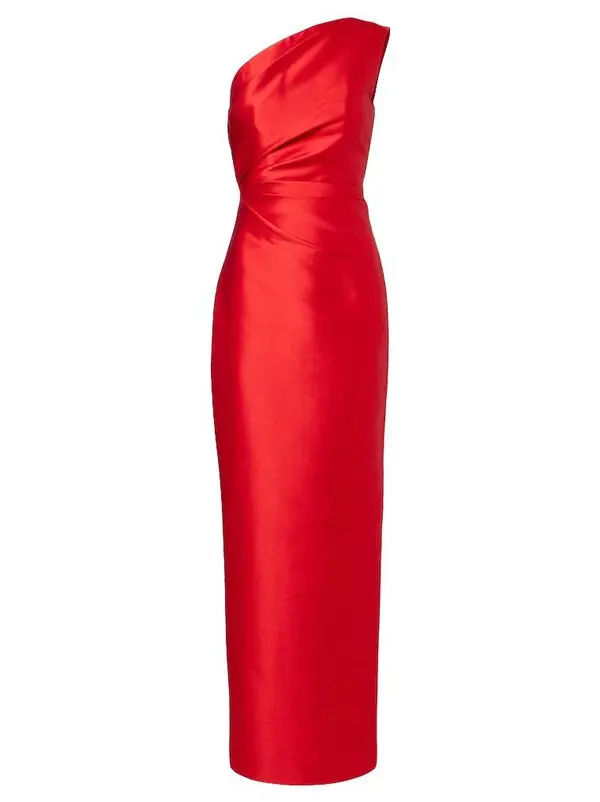 Solace London Draped Satin Cocktail Dress - Red