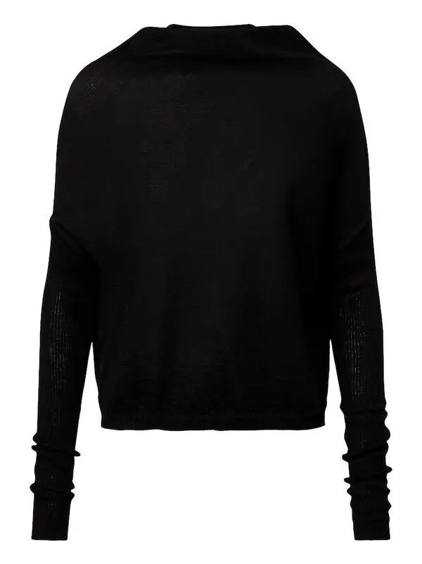 Rick Owens Draped Virgin Wool Sweater - Black