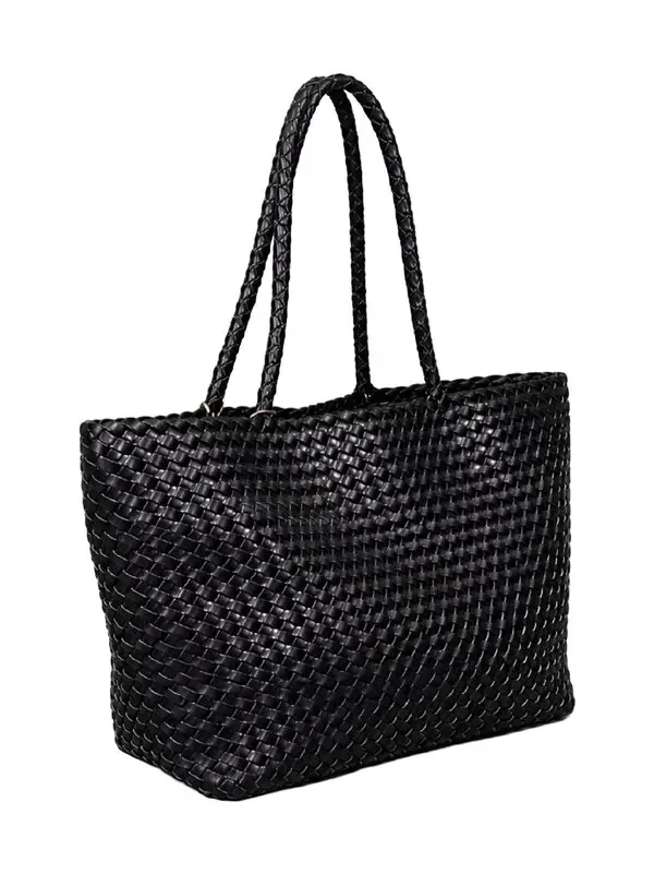RIMINI Remini Vegan Leather Woven Shopping Tote 'betty - Black