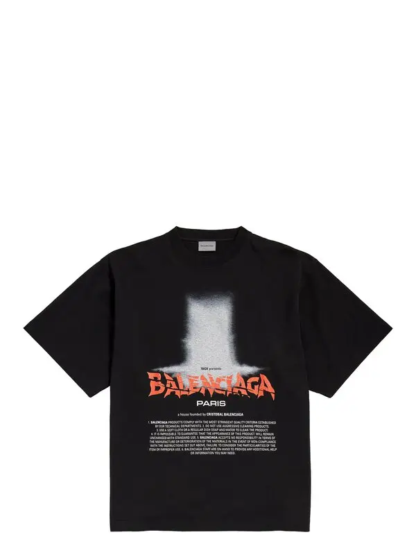 Balenciaga Cotton Printed T-shirt - Black