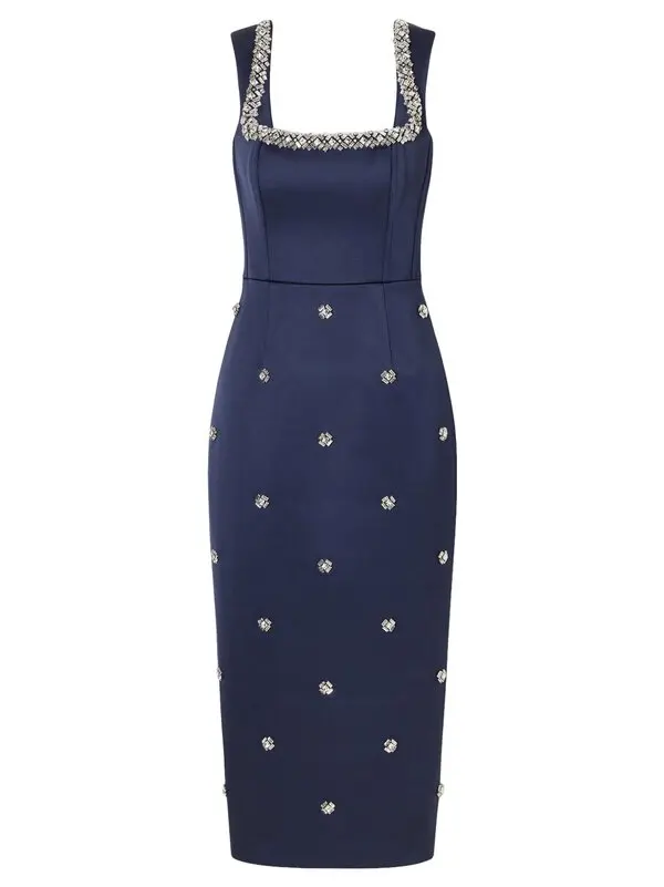 Rebecca Vallance Embellished Satin Midi Dress - Blue