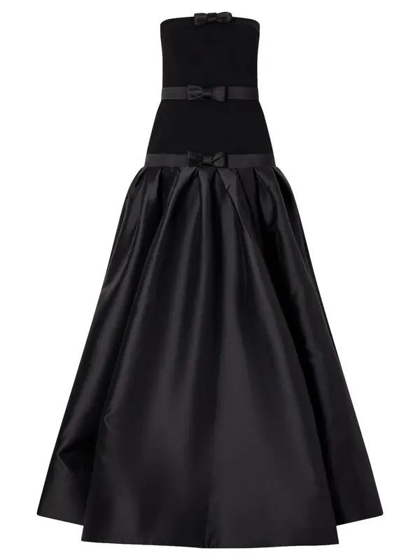 Rebecca Vallance Zendaya Crepe And Satin Gown With Bow Embellishments - Black