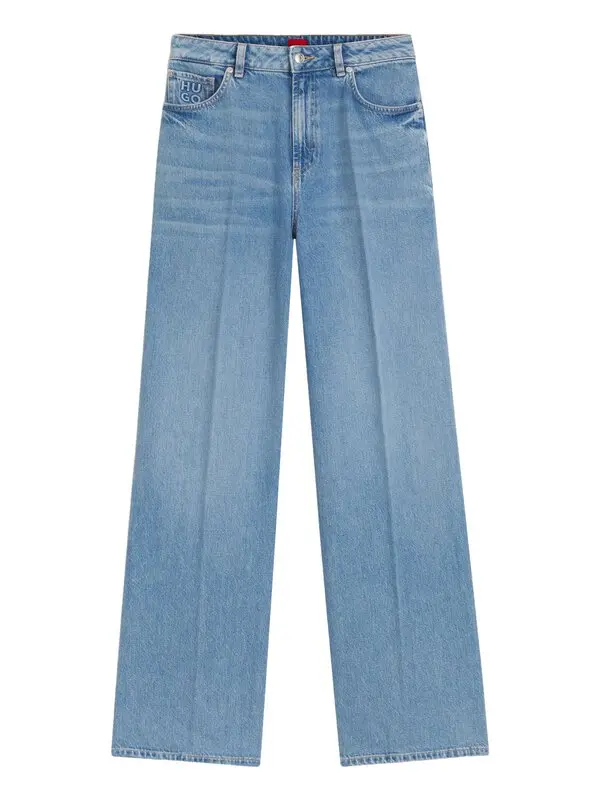 Hugo High-waisted Wide-leg Jeans In Light Denim - Blue