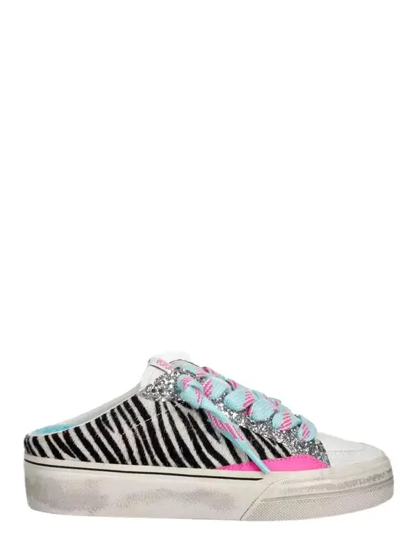 CRIME LONDON Soho Zebra-print Glitter Sneakers - White