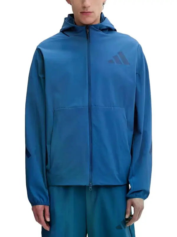 Adidas Logo-print Zip-up Hoodie - Blue