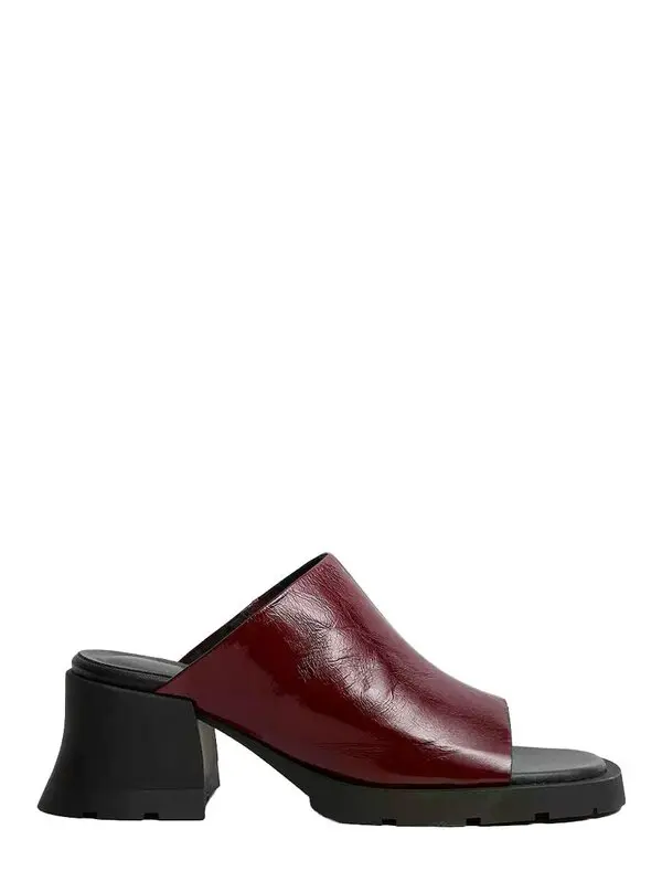 MIISTA Patent Finish Block-heel Mules - Red