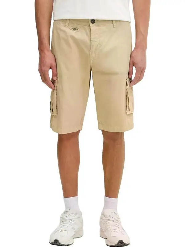 AERONAUTICA MILITARE Cargo Shorts With Logo Plaque - Neutrals