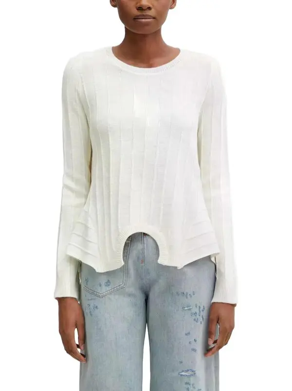 MAISON MARGIELA Ribbed Peplum Hem Sweater - Neutrals