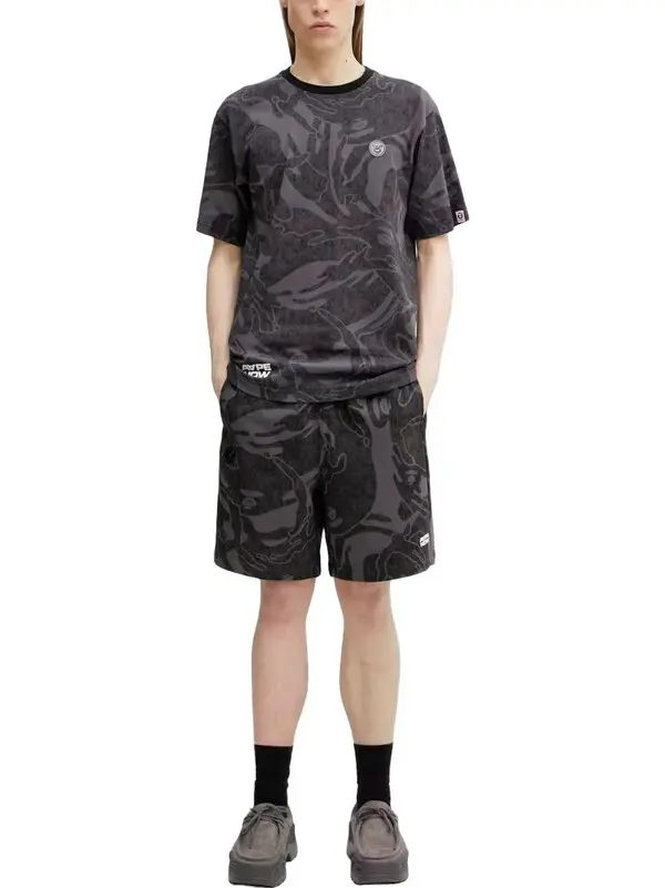 AAPE BY *A BATHING APE Graphic Print Logo Shorts - Black