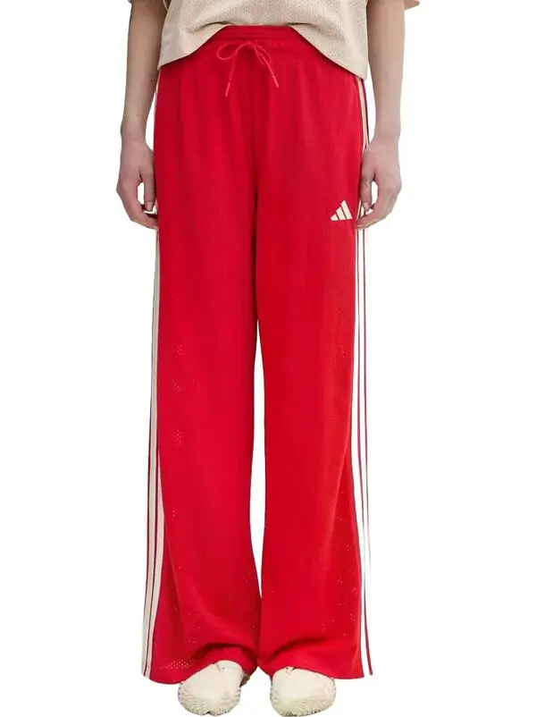 Adidas Mesh-knit Stripe Detail Track Pants - Red