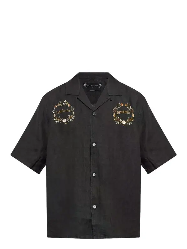 ALLSAINTS Klavicle Embroidered Short-sleeve Shirt - Black