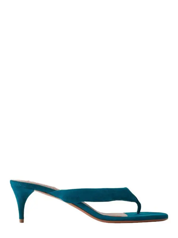 Alaïa 55 Padded Suede Thong Sandals - Blue