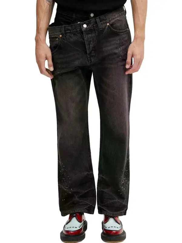 Andersson Bell Stud-embellished Layered-waist Jeans - Black