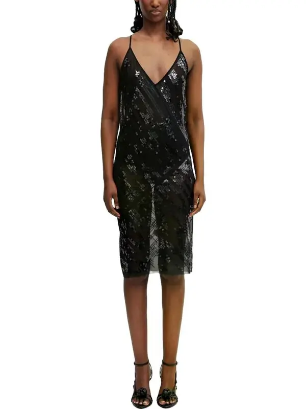 Rick Owens Embellished Semi-sheer Midi Dress - Black