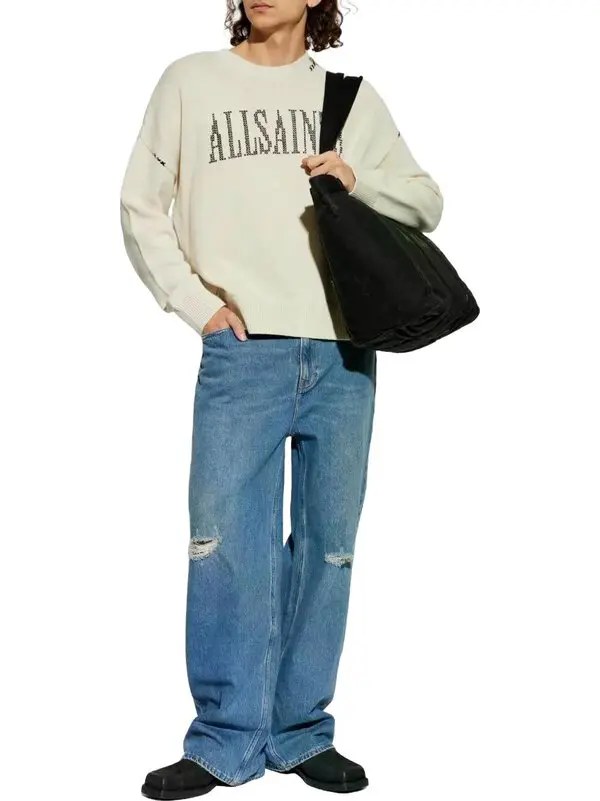 ALLSAINTS Ecru Cotton Crew Neck Sweater - Neutrals