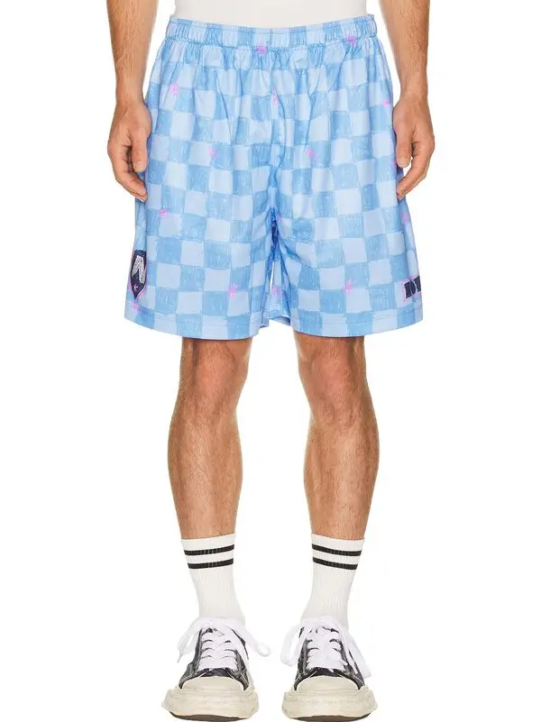 NAHMIAS Scribble Check Soccer Short - Blue Iris