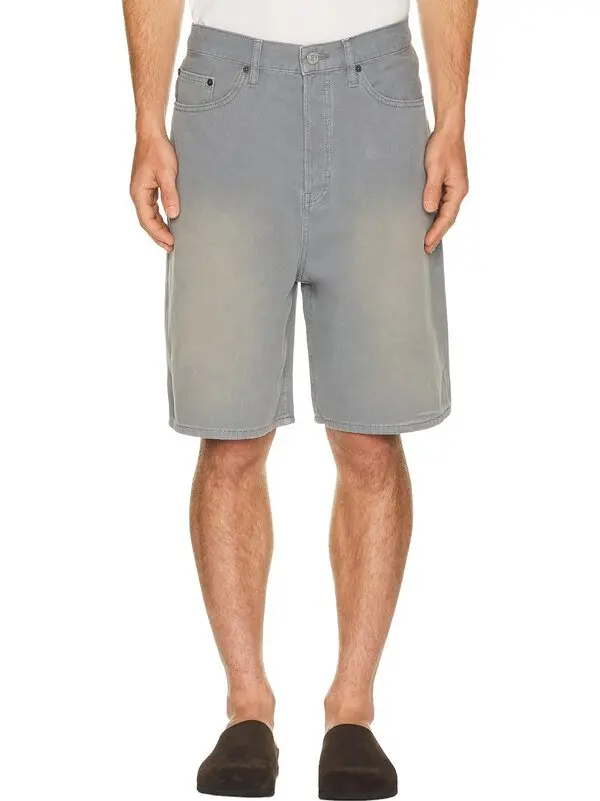 FRAME Baggy Canvas Shorts In Blue - Blue Grey