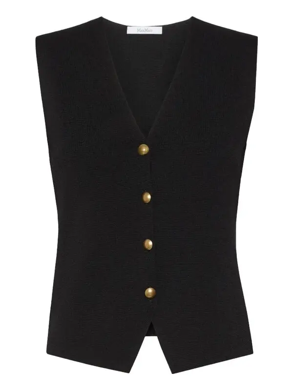 Max Mara Viscose Crepe Yarn Gilet - Black