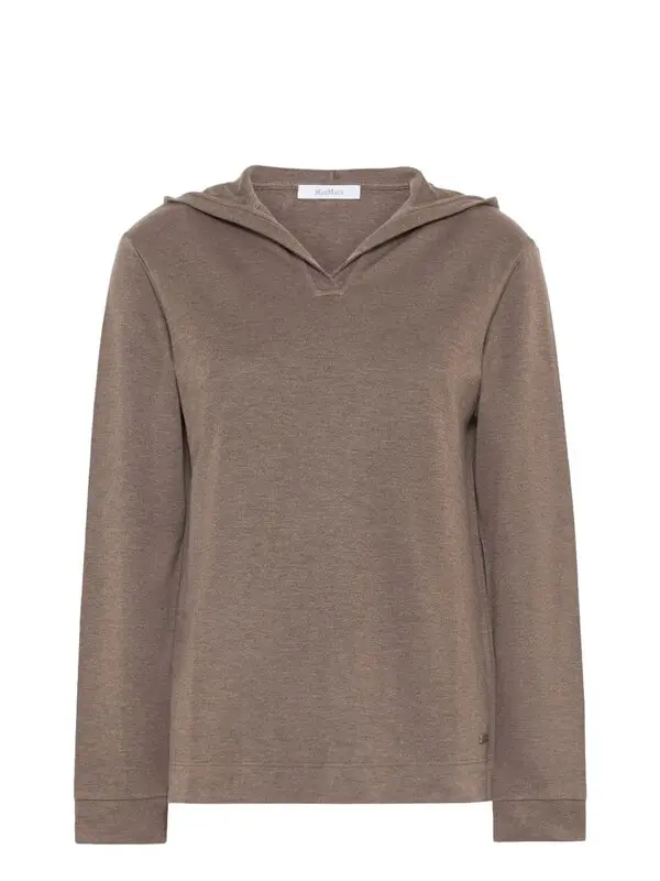 Max Mara Silk-blend Jersey Hooded Sweatshirt - Mud