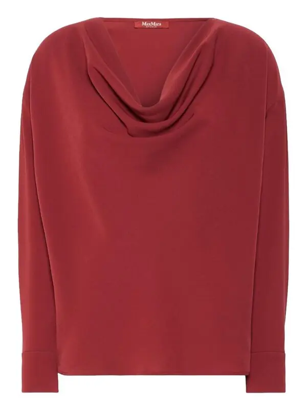 Max Mara Technical Cady Blouse With Draped Detail - Ruby