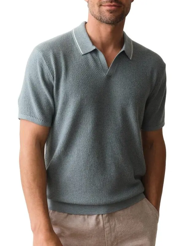 Marine Layer Greyson Short Sleeve Polo Sweater - Slate