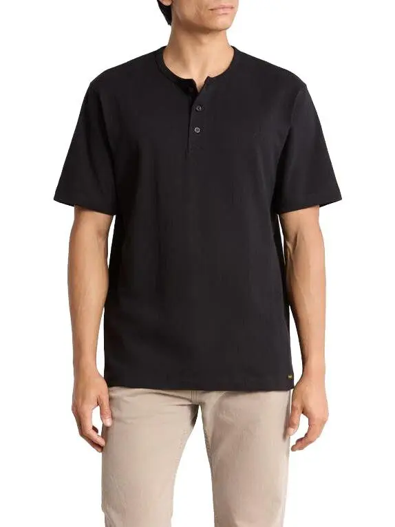 SEAGER CO Cotton Henley - Black