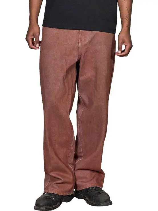 PLEASURES Spray Formula Baggy Jeans - Rust
