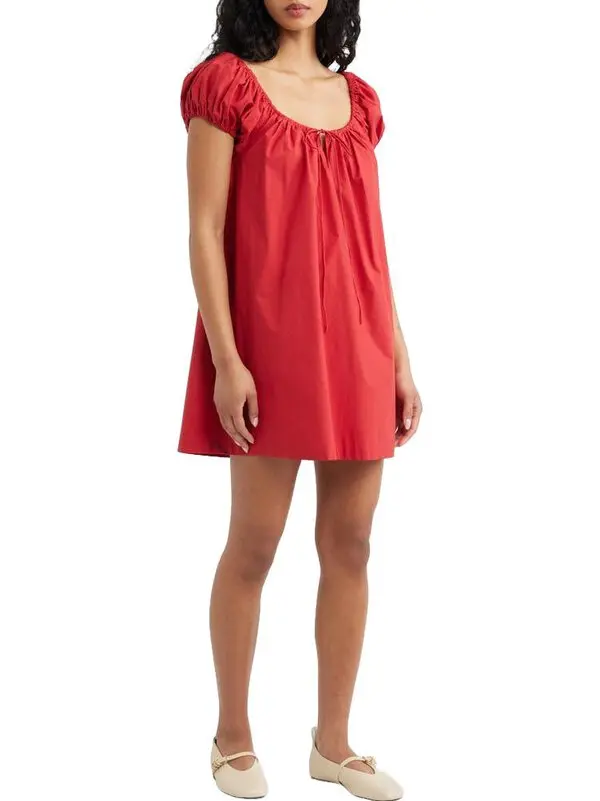 Faithfull The Brand Marblau Cap Sleeve Cotton Mini Dress - Chilli