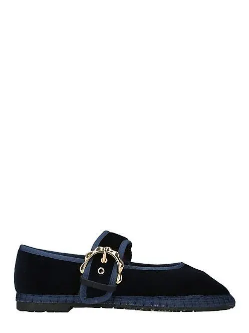 FLABELUS Sophie Velvet Ballet Flats - Blue/dark