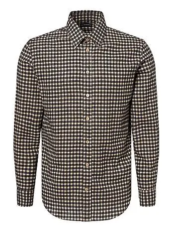 Emporio Armani Gingham Flannel Cotton-blend Shirt - Beige/black