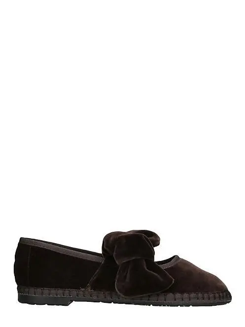 FLABELUS Lyra Truffle Velvet Slippers With Bow Detail - Brown