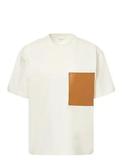 Bottega Veneta Leather Pocket Cotton Jersey T-shirt - Parchment