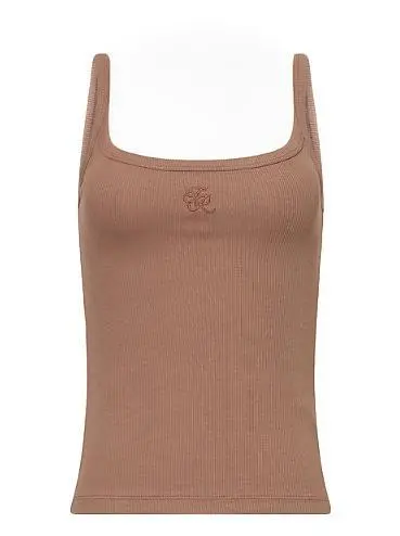 4TH & RECKLESS Scoop Neck Ribbed Tank Top - Brwn