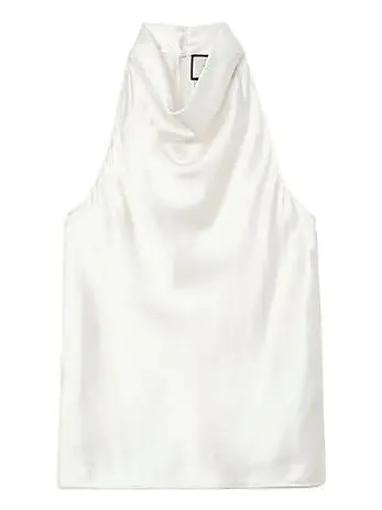 REISS Kora Cowl-neck Silk Top - Ivory