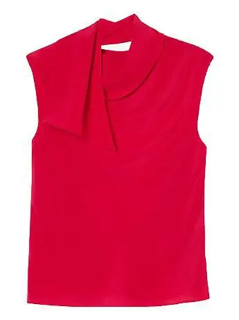 Whistles Cowl Neck Sleeveless Silk Top - Red