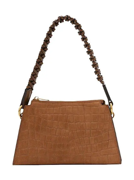 REISS Avery Mock-croc Suede Shoulder Bag - Tan