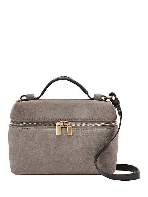 REISS Vanity Suede Cross-body Bag - Grey