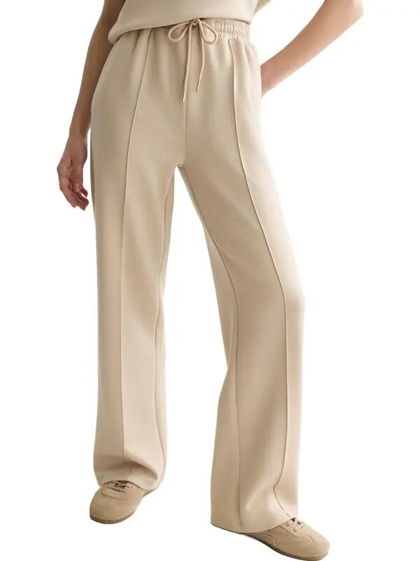 Scotch & Soda Tie Waist Wide Leg Sweatpants - Doeskin