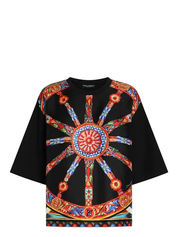 Dolce & Gabbana Carretto-print Jersey T-shirt - Multicolor