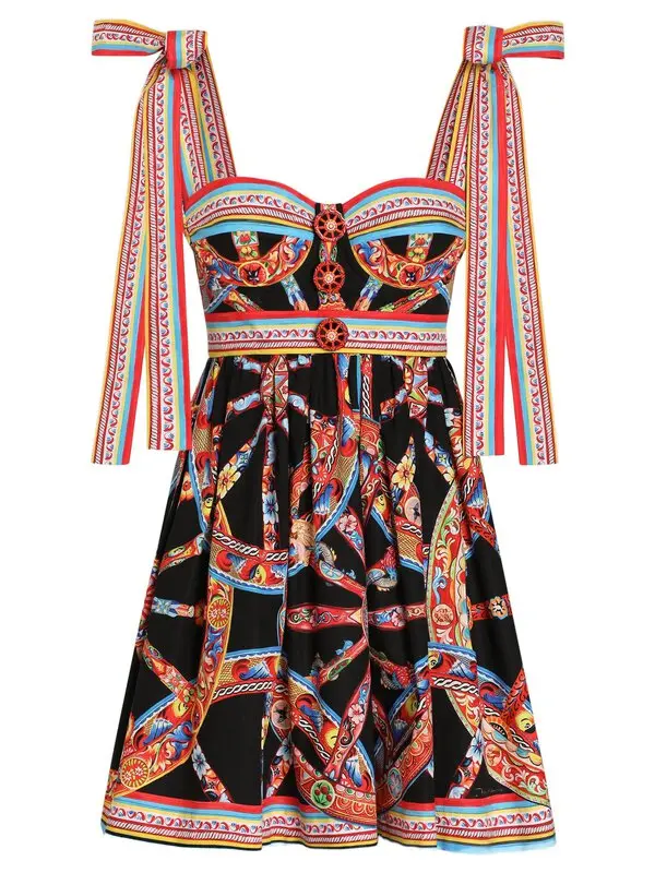 Dolce & Gabbana Carretto-print Poplin Dress - Multicolor