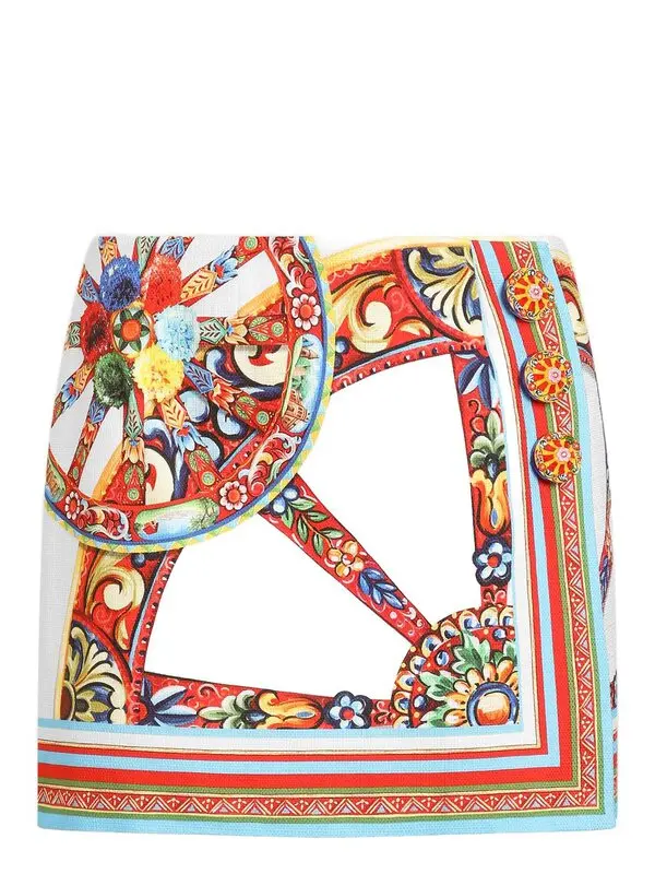 Dolce & Gabbana Carretto-print Fabric Miniskirt - Multicolor