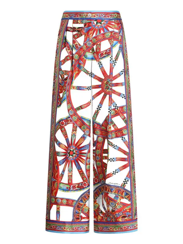Dolce & Gabbana Carretto Print Silk Twill Vanity Trousers - Multicolor