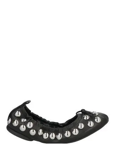Hogan Leather Ballet Flats With Stud Detailing - Black