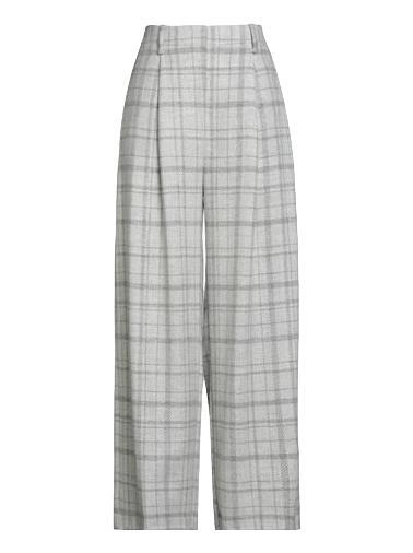 BALLANTYNE Wide-leg Plaid Flannel Pants In Light Wool And Cashmere - Grey