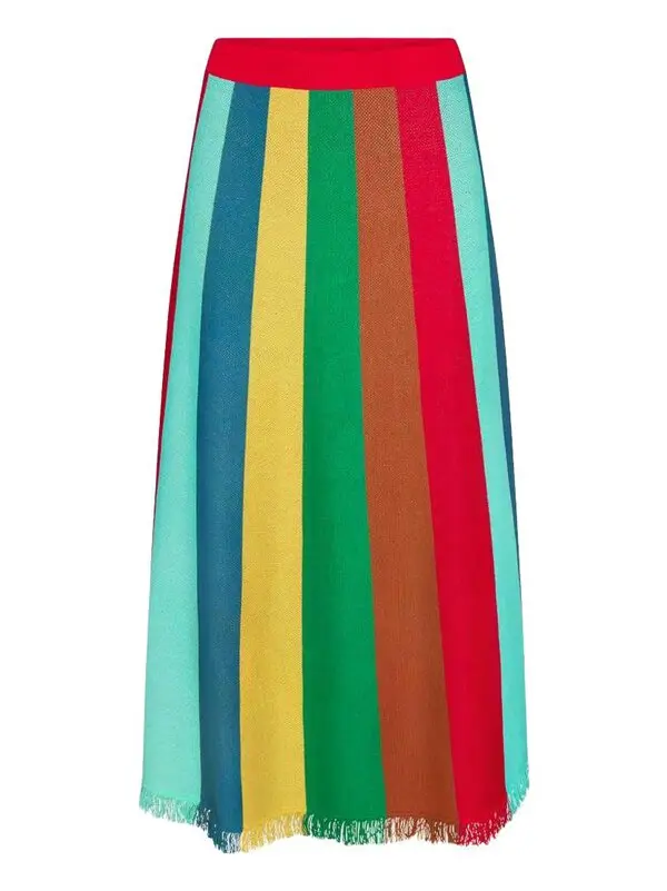 SIMONMILLER Alita Fringed Midi Skirt - Red